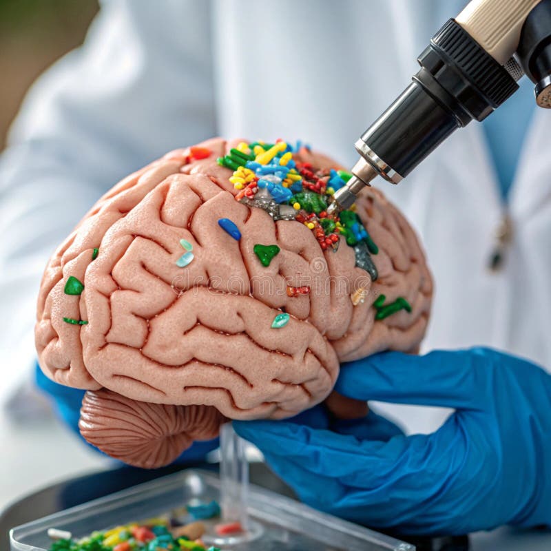 Brain Full of Microplastics Stock Illustration - Illustration of child ...