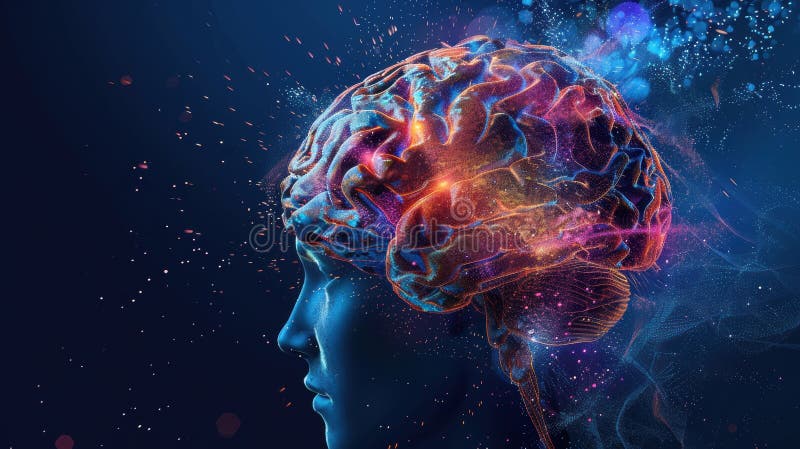 Brain Function Concept with Neural Signals and Active Thought Process ...