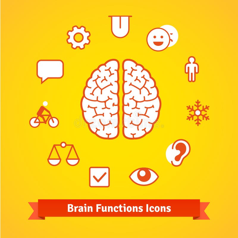 Brain function icons set stock vector. Illustration of movement - 63127676