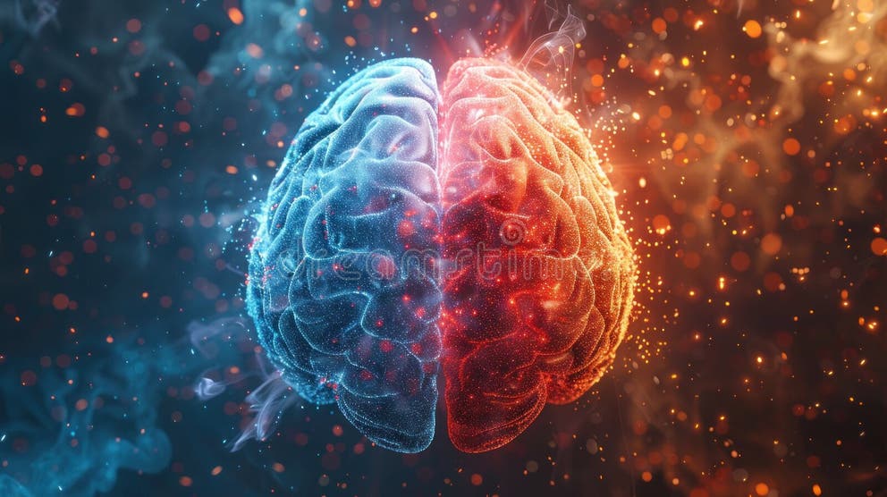 Brain Function Illustration: Left and Right Hemisphere Concept Stock ...