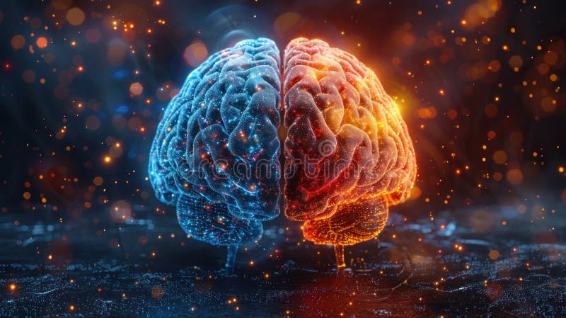 Brain Function Illustration: Left and Right Hemisphere Concept Stock ...