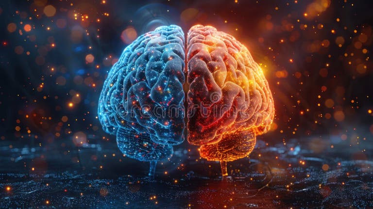 Brain Function Illustration: Left and Right Hemisphere Concept Stock ...