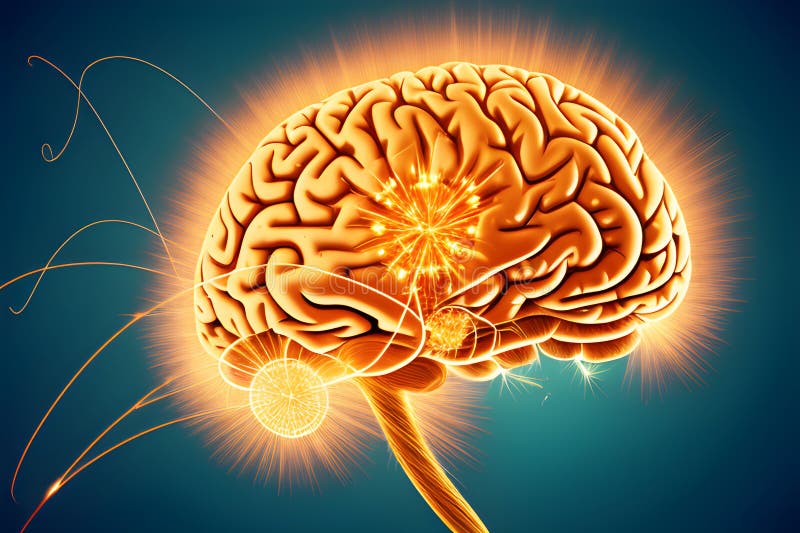 Brain Function Spark Atom Generated by Ai Stock Photo - Image of light ...