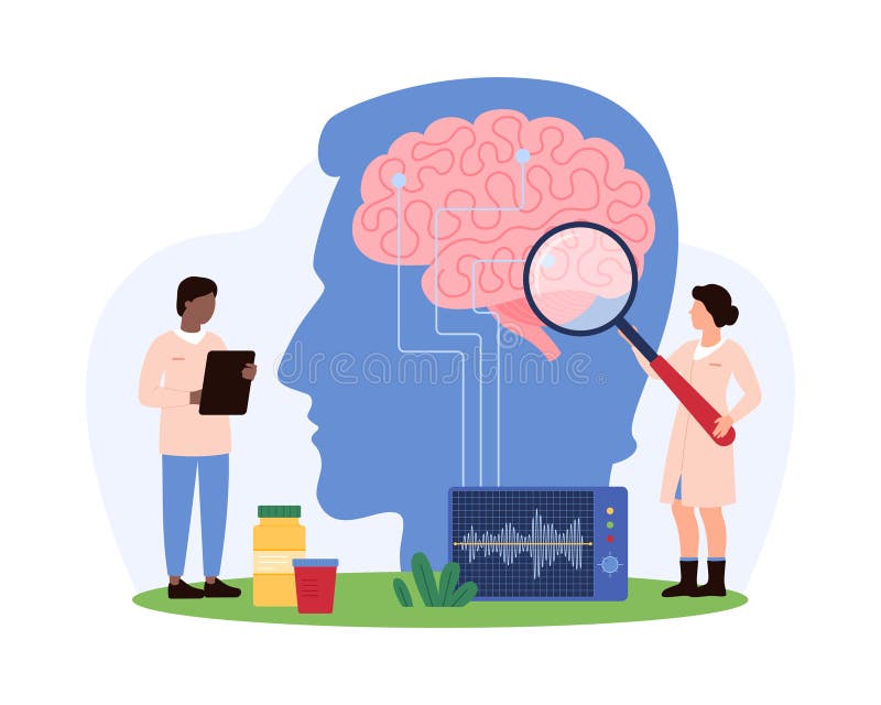 Brain Functions Examination Concept with Tiny People Stock Vector ...