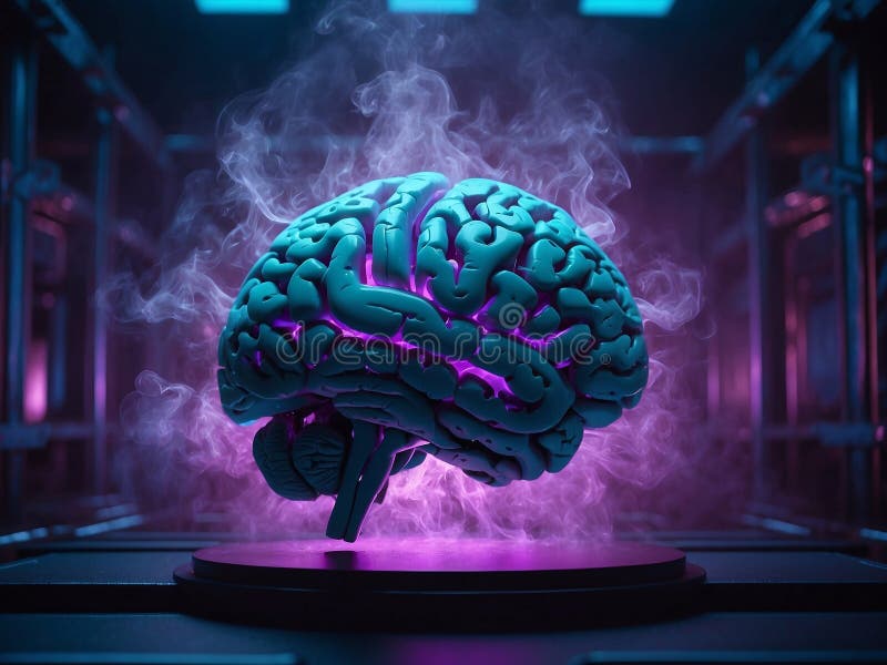 The Brain of a Future Human or Robot in Development is Illuminated by a ...