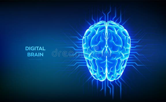 Brain. Futuristic Digital Brain with Electric Circuits and Neural ...