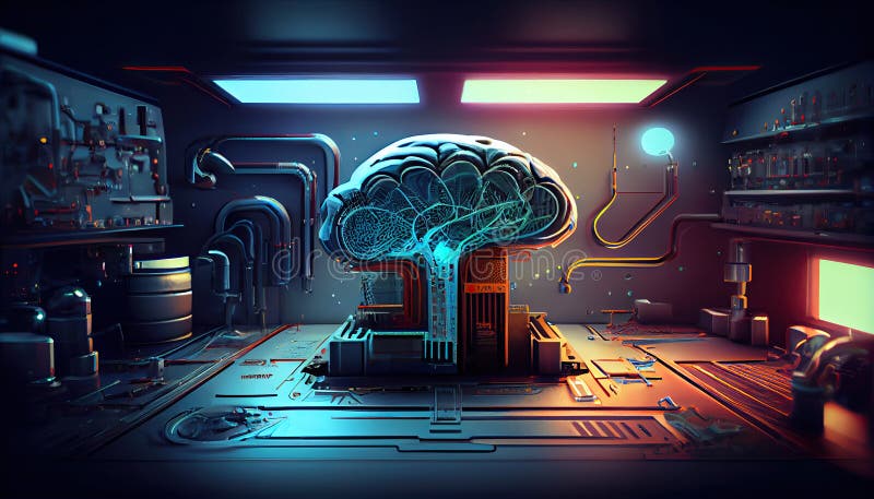 Brain in Futuristic Laboratory, Biotechnology and Artificial ...