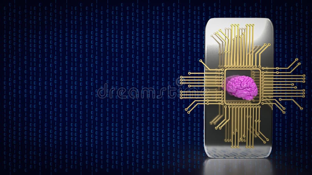 The Brain and it Gadget for Ai or Machine Learning Concept 3d Rendering ...
