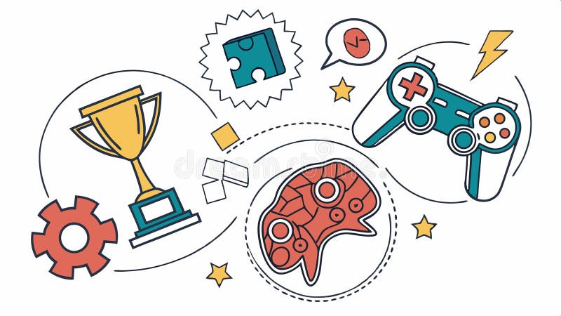 Brain with Game Controller, Gaming Technology Concept Vector Design ...