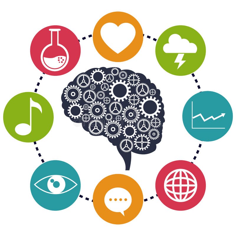 Brain Gear Analytical Social Media Stock Illustration - Illustration of ...