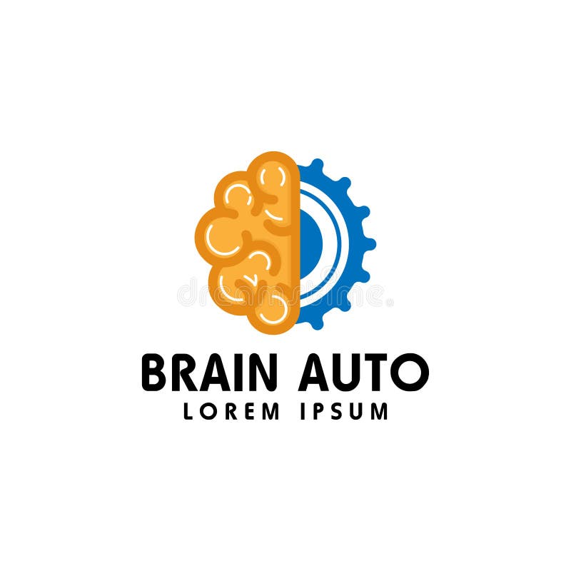 Brain and Gear Automotive Concept Logo Illustration Modern Logotype ...