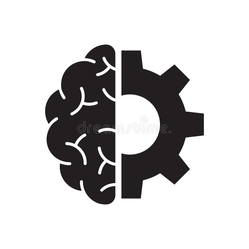 Brain with Gear Icon, Cogwheel Engineering Technological Development ...