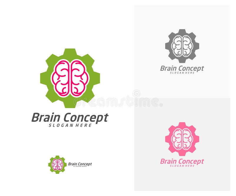 Brain with Gear Logo Design Vector Template. Think Idea Concept Stock ...