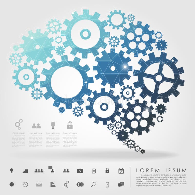 Brain Gear Polygon with Business Icon Stock Vector - Illustration of ...