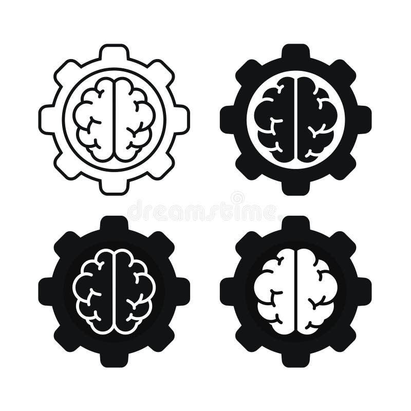 Brain Gear Symbol. Illustration Vector Stock Vector - Illustration of ...