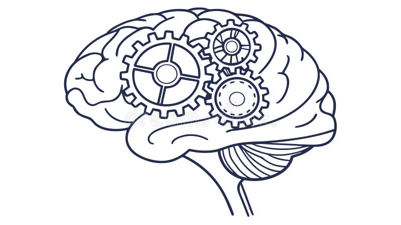 Brain with Gears, Complex Thinking, Vector Design Generative AI Stock ...