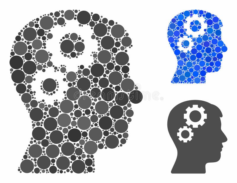 Brain Gears Composition Icon of Round Dots Stock Vector - Illustration ...