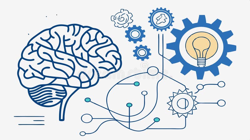 Brain with Gears, Illustrating Thinking Process and Mental Activity ...