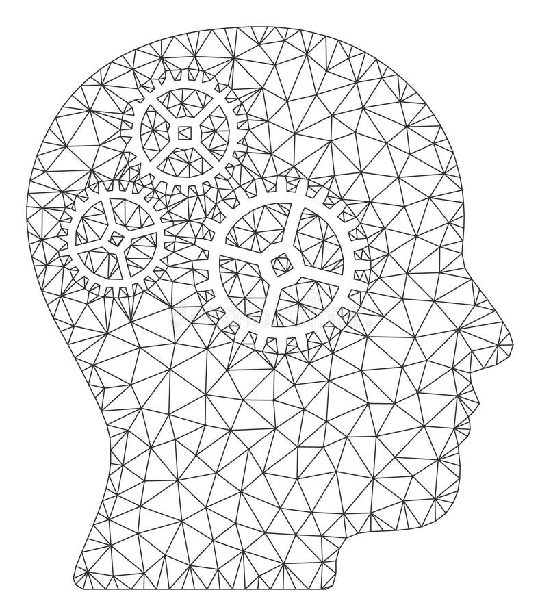 Brain Gears Polygonal Frame Vector Mesh Illustration Stock Vector ...