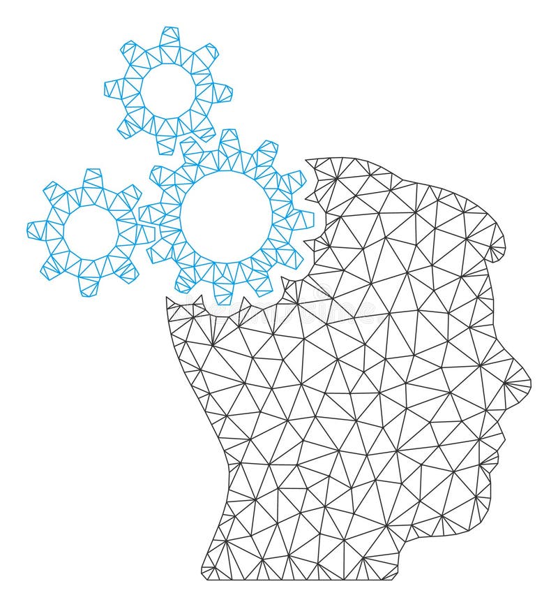 Brain Gears Polygonal Frame Vector Mesh Illustration Stock Vector ...