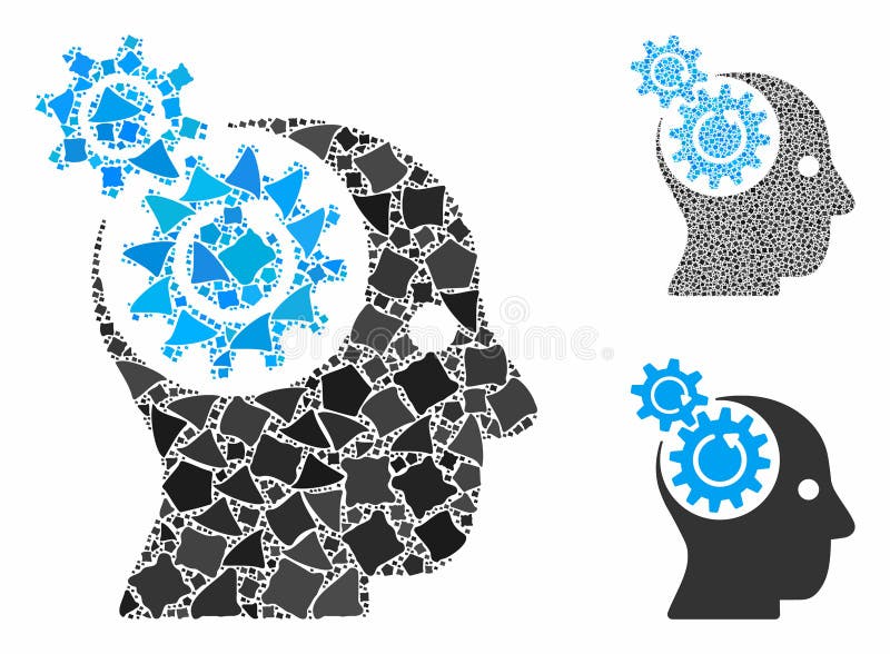 Brain Gears Rotation Mosaic Icon of Abrupt Pieces Stock Vector ...