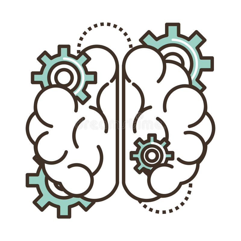 Brain with gears stock vector. Illustration of isolated - 228414470
