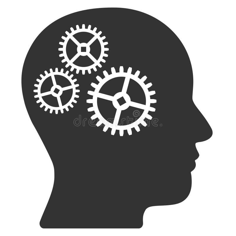 Brain Gears Vector Icon stock vector. Illustration of analytics - 128022453