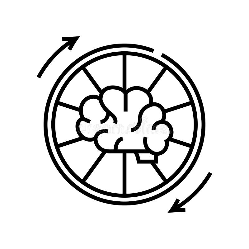 Brain Generation Line Icon, Concept Sign, Outline Vector Illustration ...