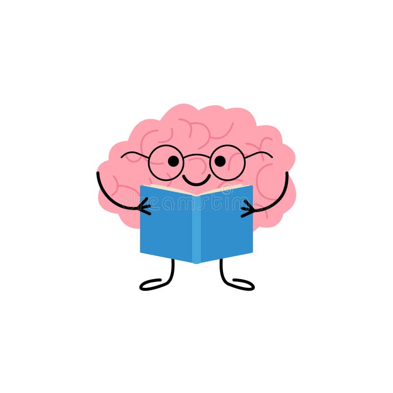 Brain with Book, Cute Child Character for Knowledge, Education. Happy ...
