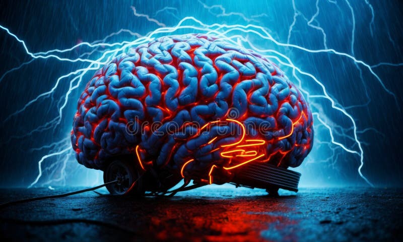 Electro-Cerebral Storm stock photo. Image of thunder - 309506298