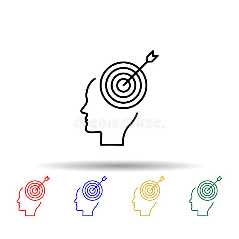 Brain, Goal, Target Multi Color Style Icon. Simple Thin Line, Outline ...