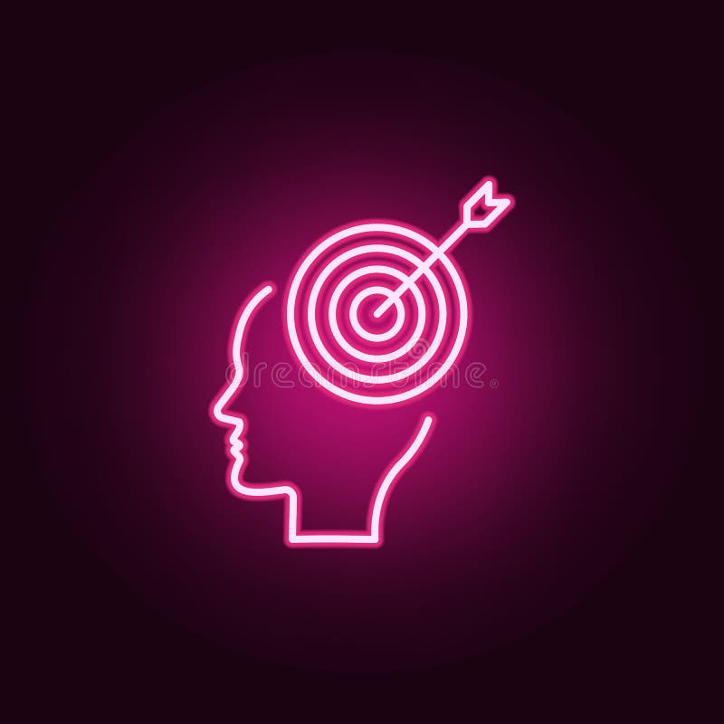 Brain, Goal, Target Neon Icon. Elements of Creative Thinking Set Stock ...