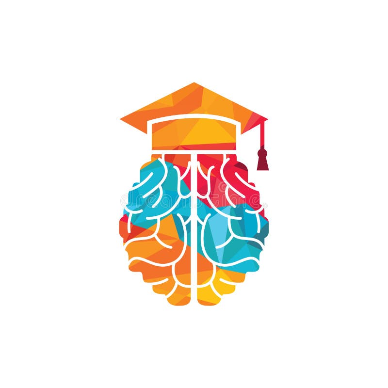 Brain and Graduation Cap Icon Design. Stock Vector - Illustration of ...