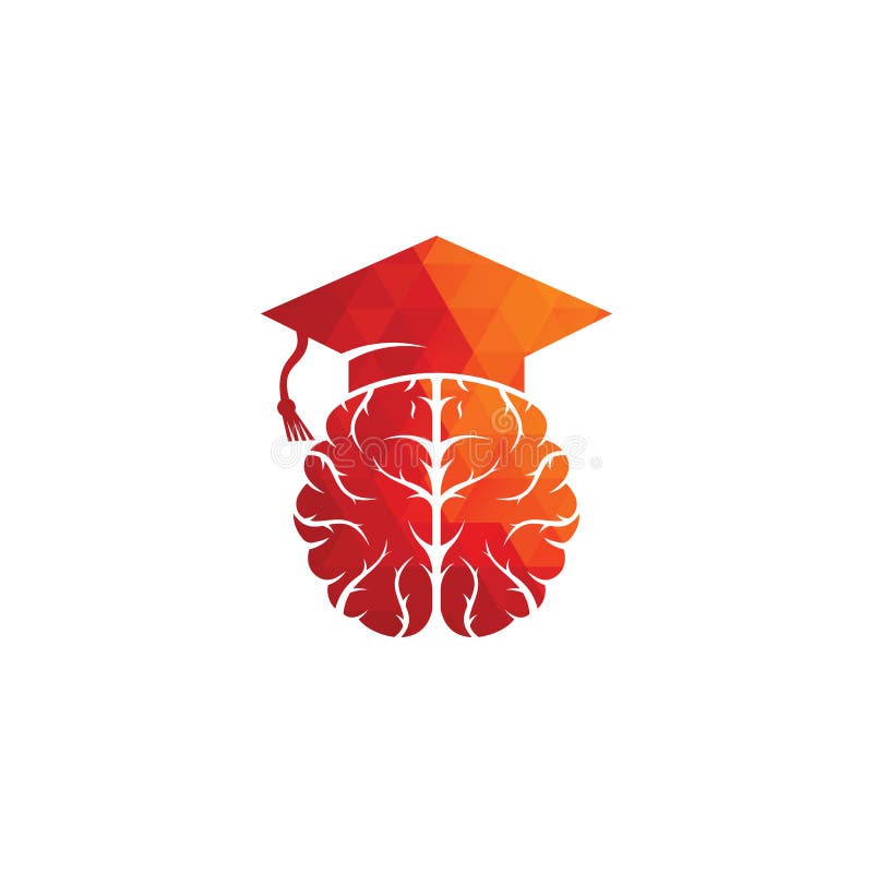 Brain and Graduation Cap Icon Design. Stock Vector - Illustration of ...