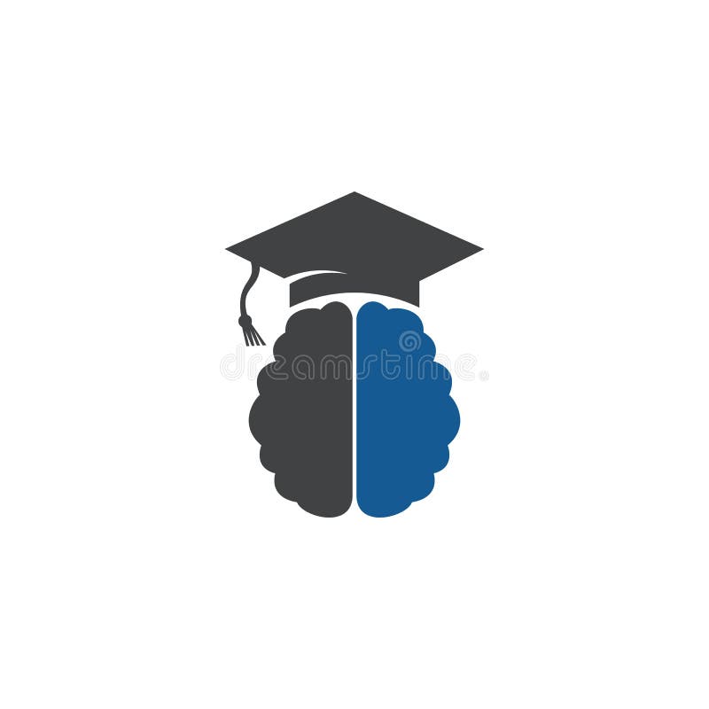 Brain and Graduation Cap Icon Design. Stock Vector - Illustration of ...