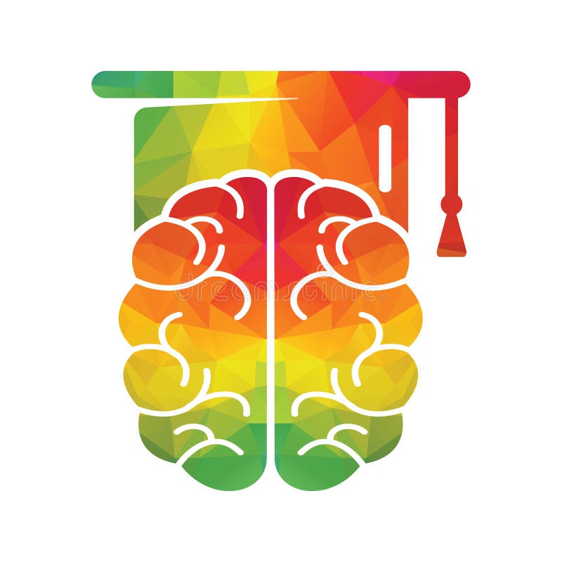 Brain and Graduation Cap Icon Design. Stock Vector - Illustration of ...