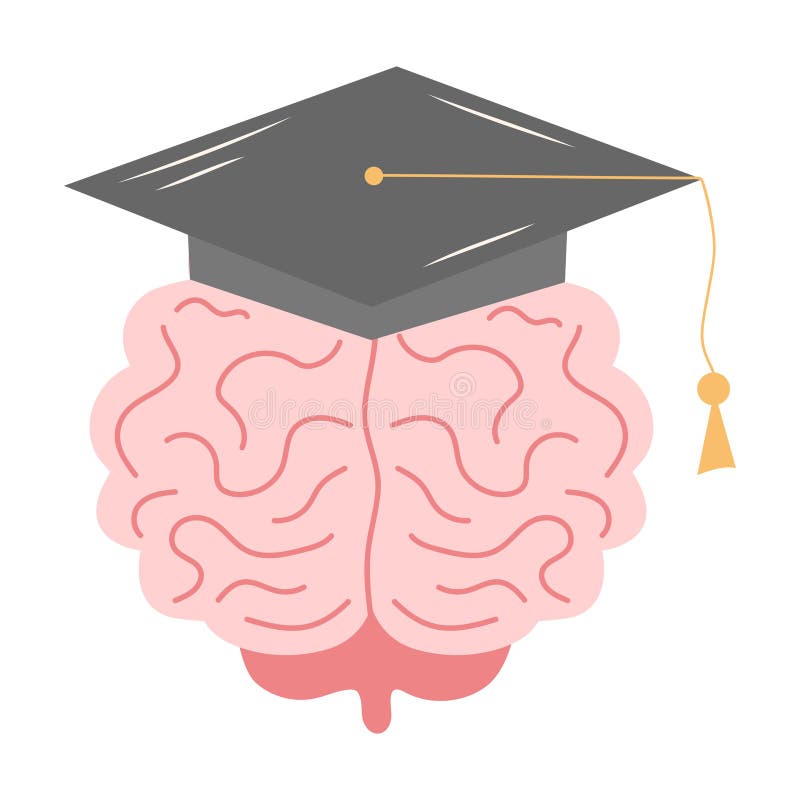 Brain in a Graduation Cap. Knowledge and Academic Achievement Concept ...