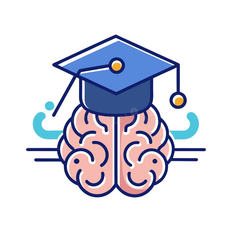Brain with Graduation Cap: Symbol of Education, Knowledge and ...