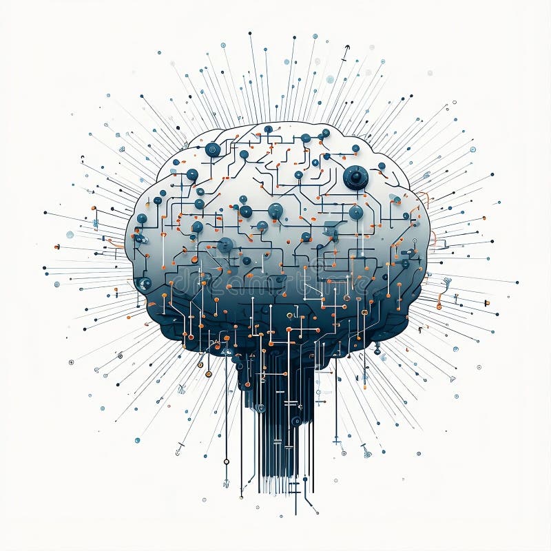 Brain Graphic, Connectivity and Digital Graphic of Cyber Circuit and ...