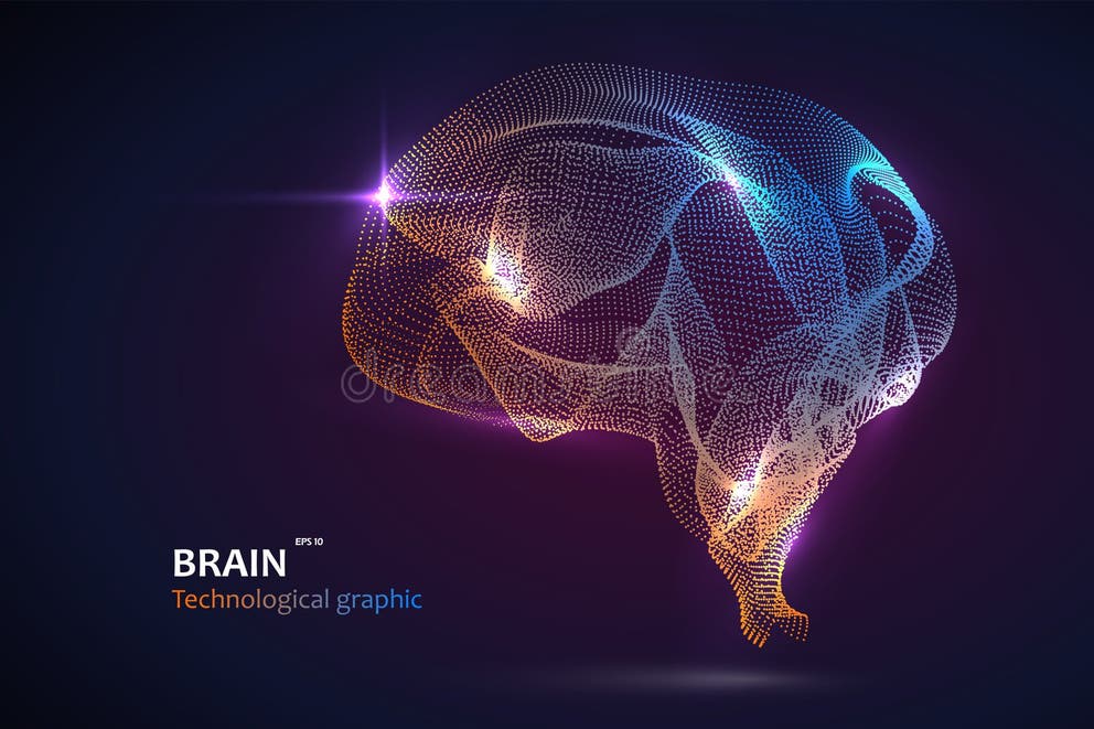 Brain Graphic Made of Streamlined Particles, Vector Illustration Stock Vector - Illustration of ...