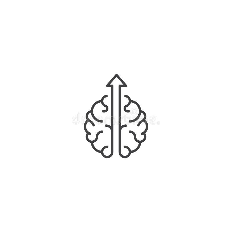 Brain Grow Arrow Up. Vector Outline Icon Template Stock Vector ...