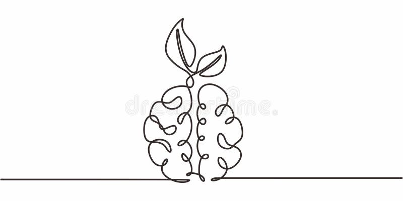 Continuous One Line Drawing Brain Growing Plant Stock Illustrations – 5 ...