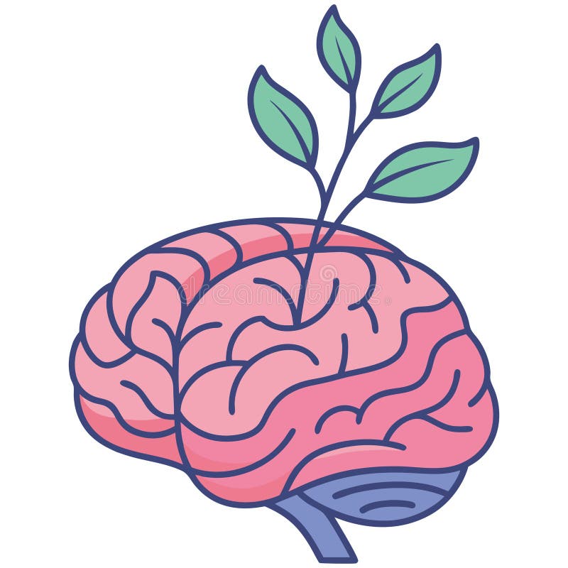Brain growth with leaves stock vector. Illustration of cognitive ...