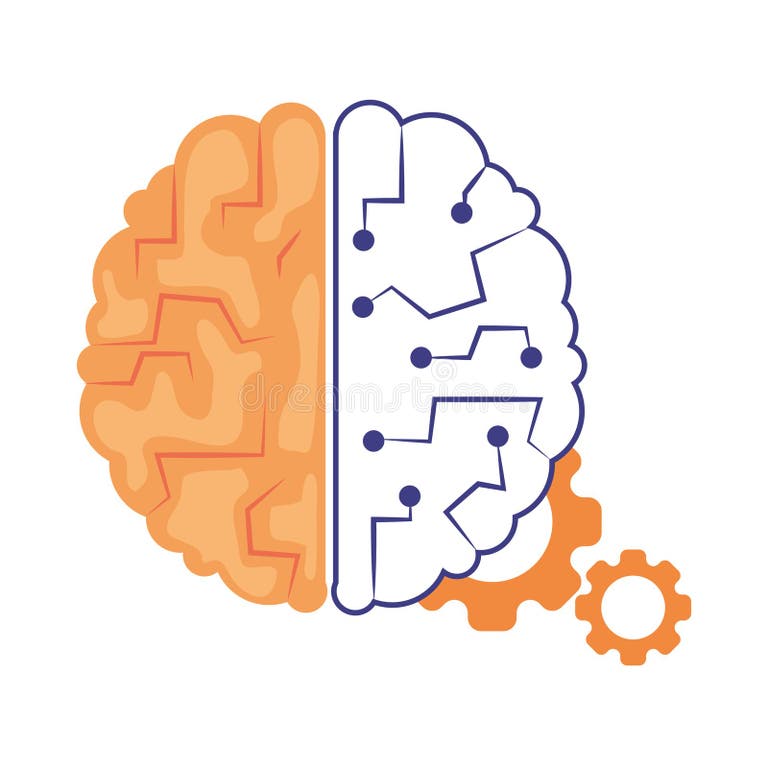 Brain Half Neural Half Mechanical Illustration Stock Vector ...