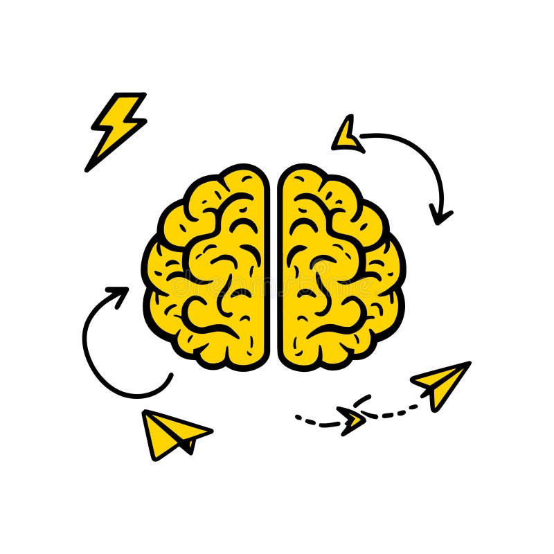 Brain Hand Drawn Illustration Vector Stock Vector - Illustration of drawing, font: 358346090