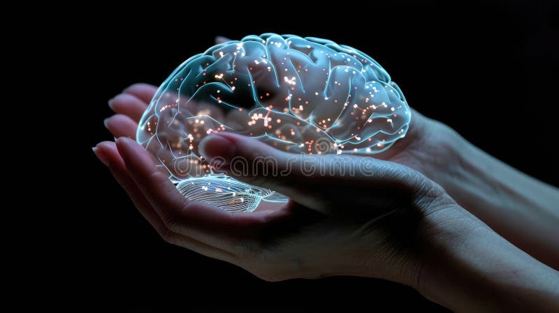 Brain in Hands Concept. Selective Focus Stock Illustration ...