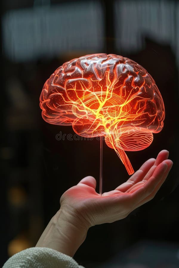 Brain in Hands Concept. Selective Focus Stock Illustration ...