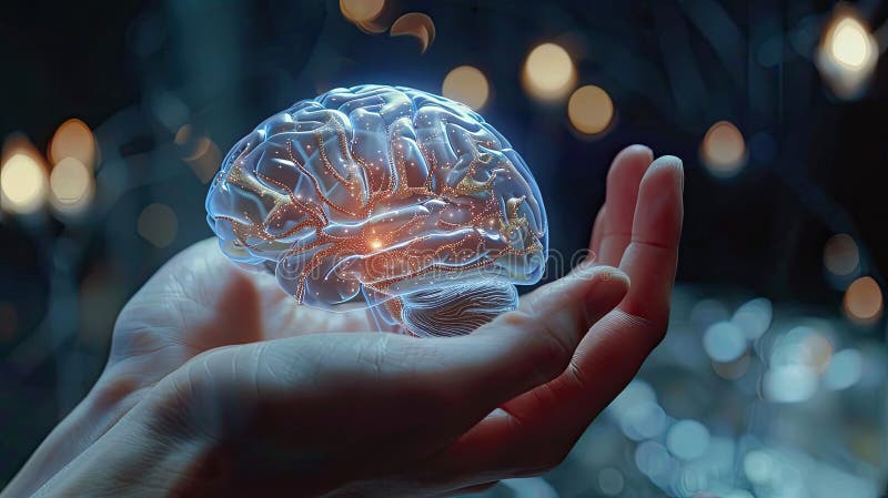 Brain in Hands Concept. Selective Focus Stock Illustration ...