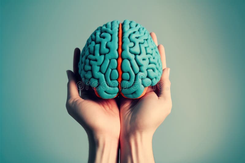 Brain in the hands stock illustration. Illustration of design - 276868588