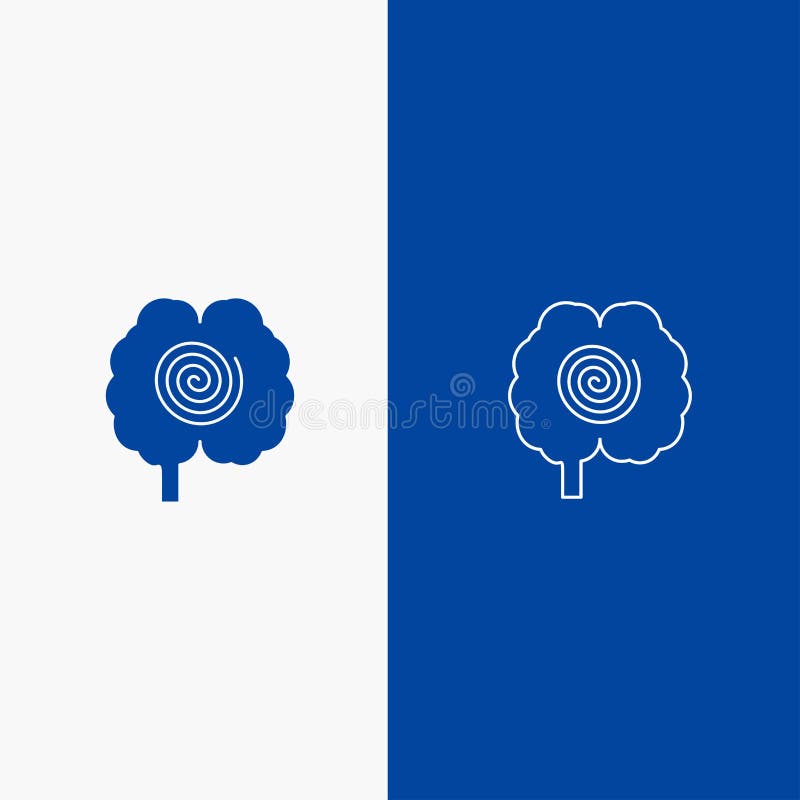 Brain, Head, Hypnosis, Psychology Line and Glyph Solid Icon Blue Banner ...